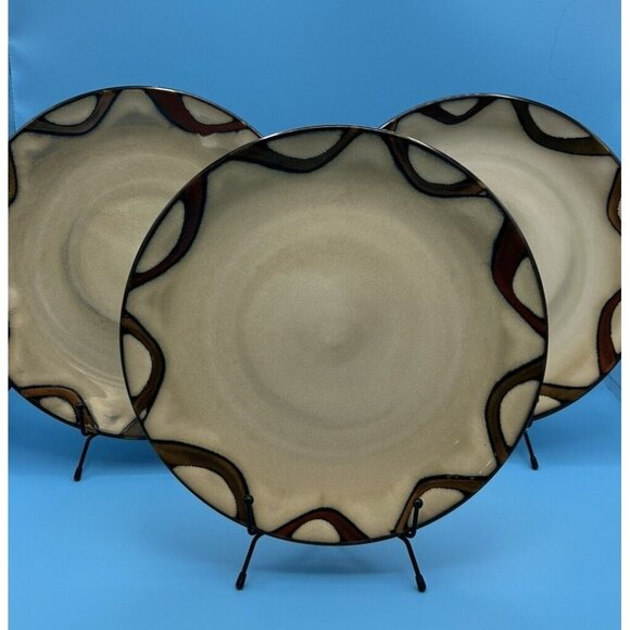 Pier 1 | Dining | Pier Plates Brown Wave Tan 11 Stoneware Swirl Heavy ...